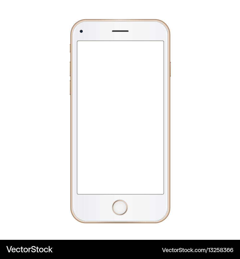 Gold frame mobile phone with empty screen Vector Image