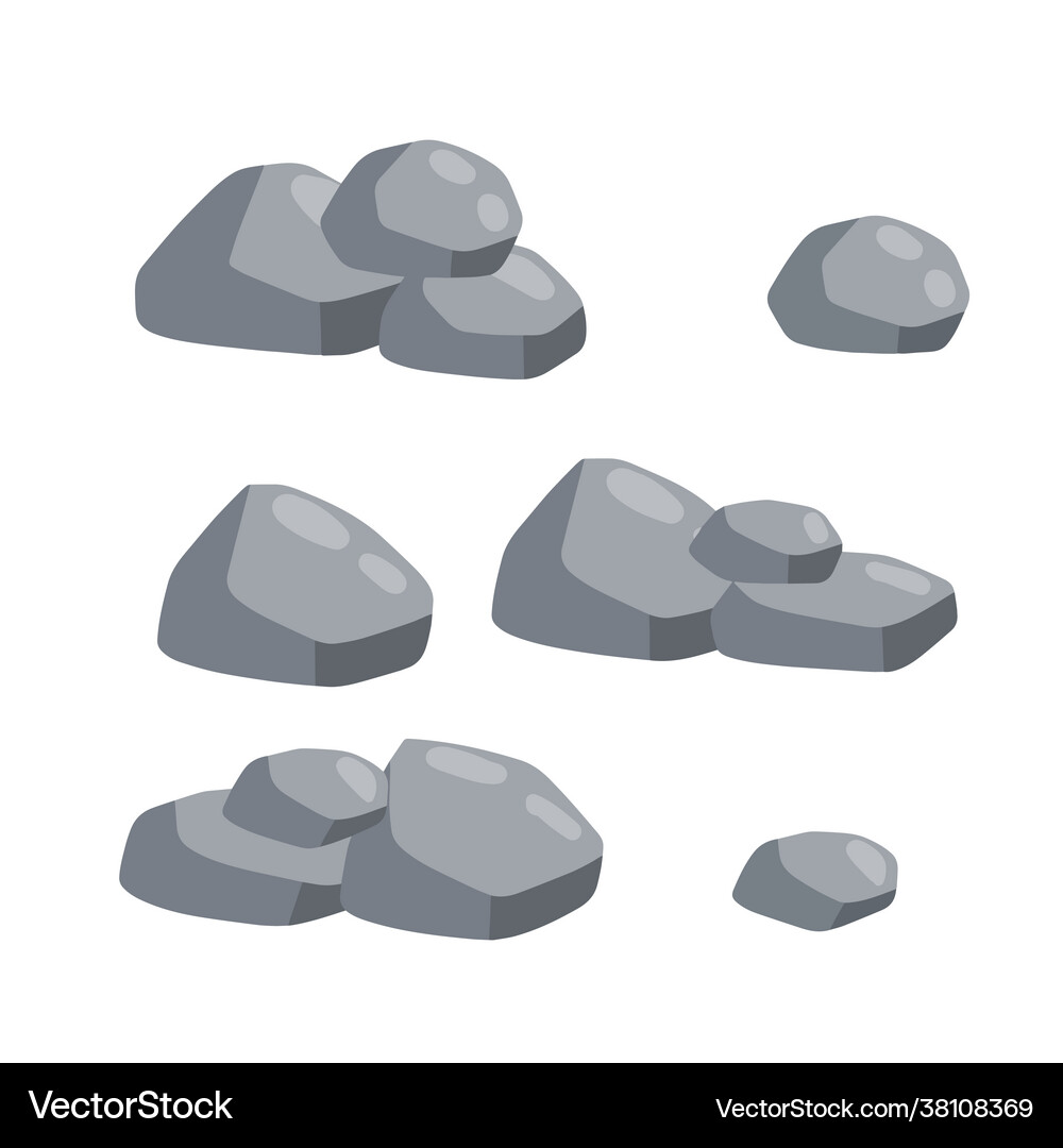 Set stones gray cobblestone Royalty Free Vector Image