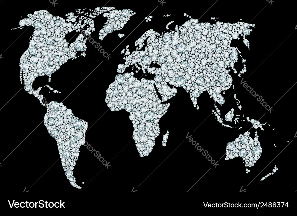Diamond world map Royalty Free Vector Image - VectorStock