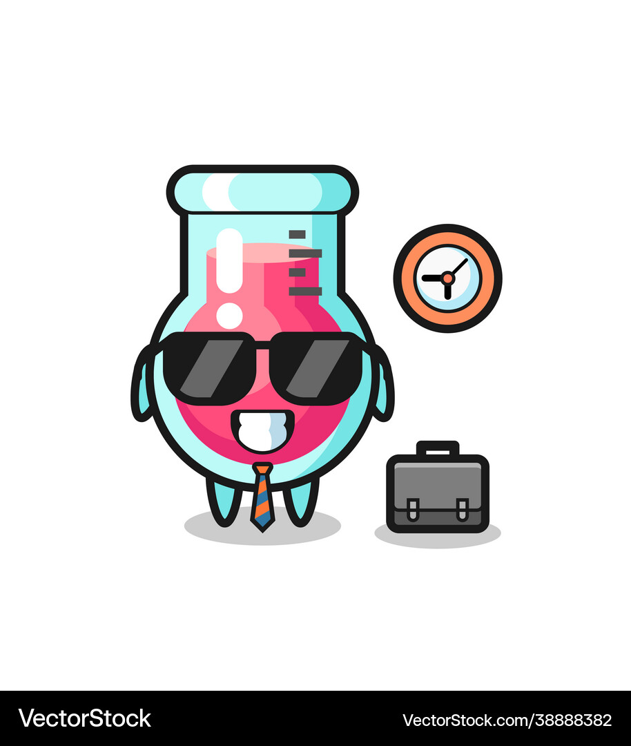 Cartoon mascot laboratory beaker Royalty Free Vector Image