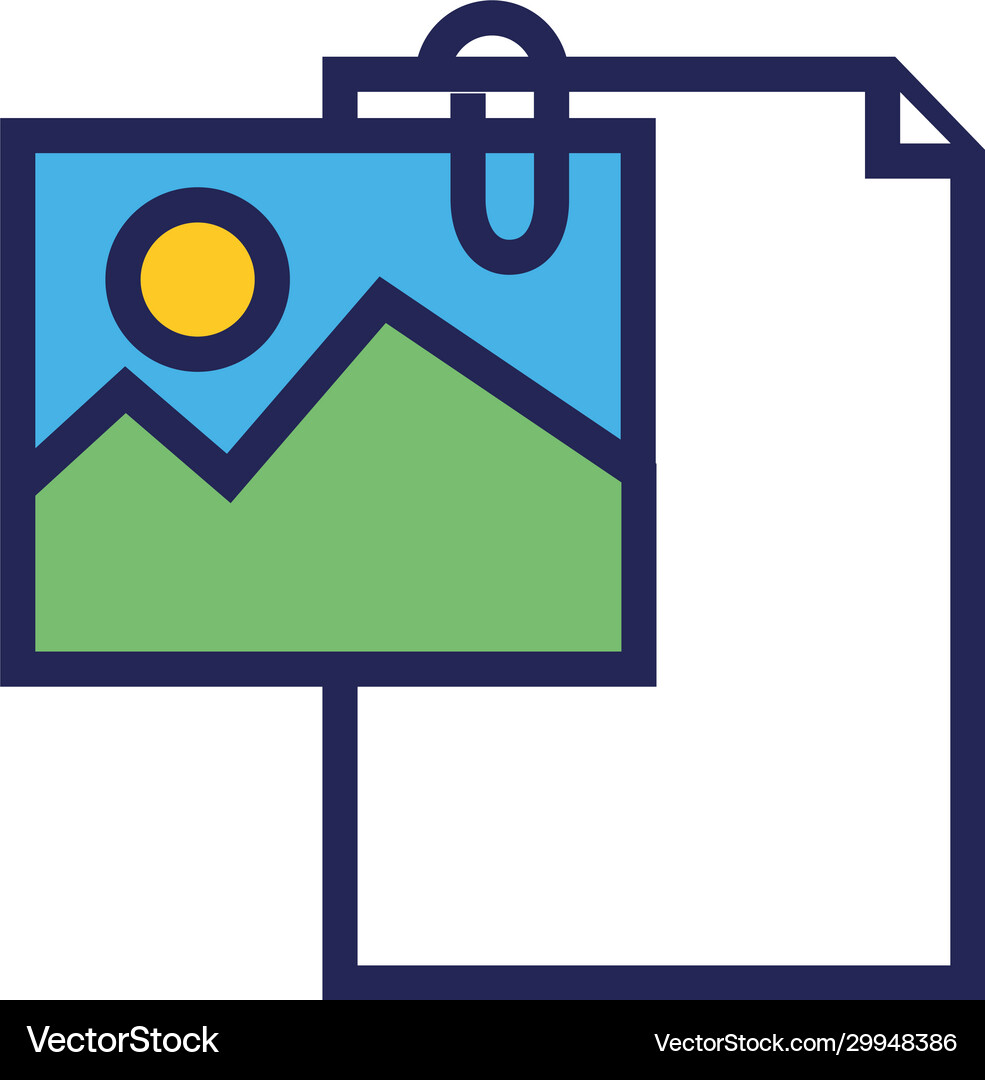 Document file paper with picture line and fill Vector Image