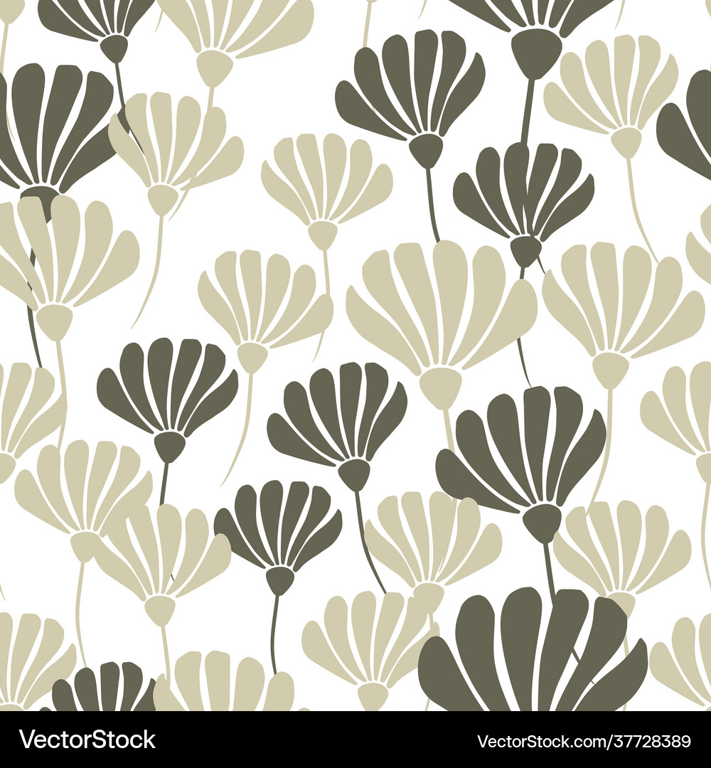 Isolated random seamless pattern with grey flower Vector Image