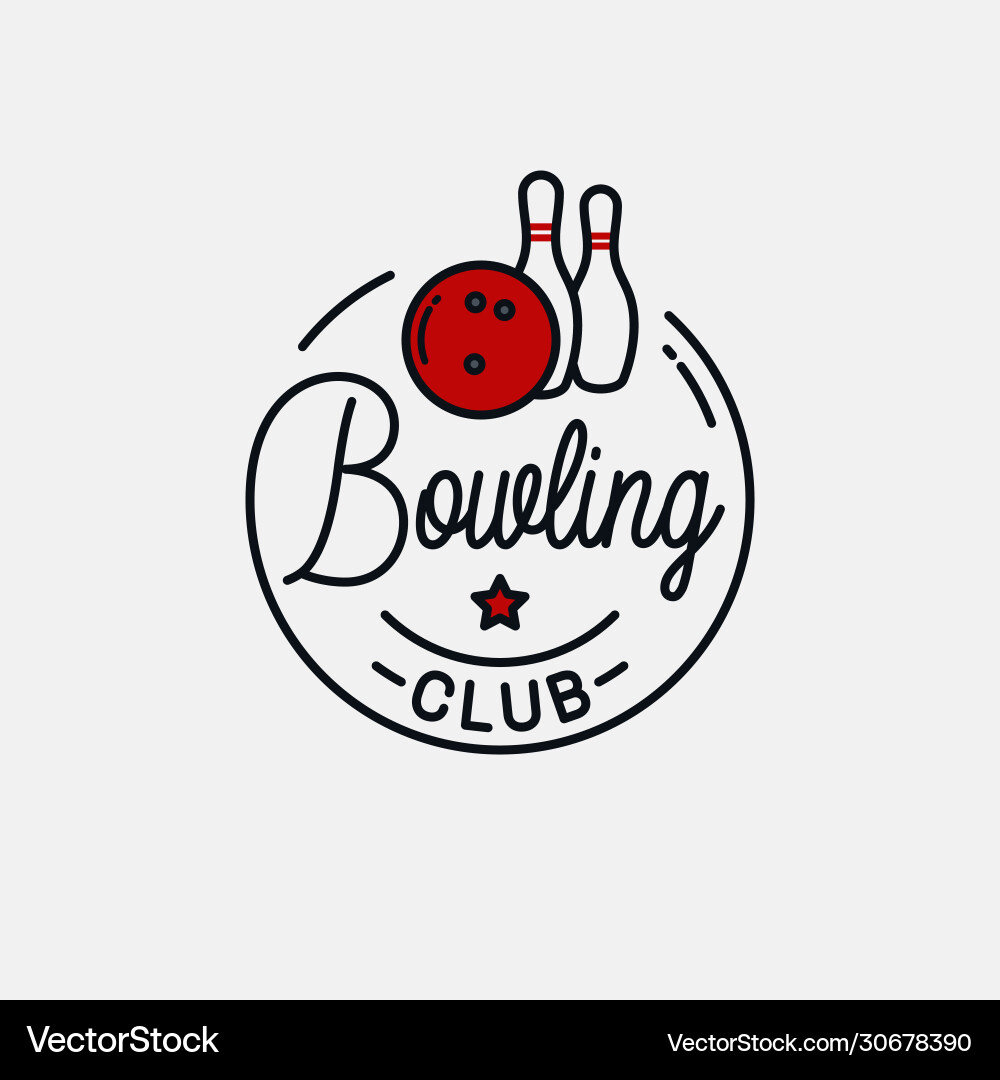 Bowling ball logo round linear pins Royalty Free Vector