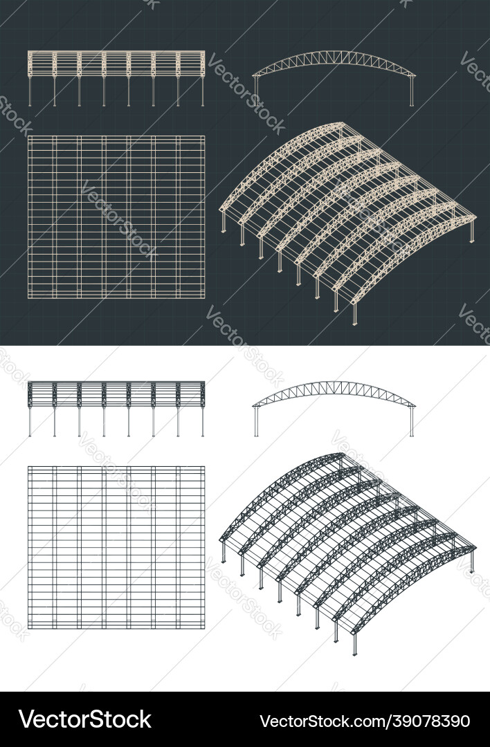 Hangar drawings Royalty Free Vector Image - VectorStock