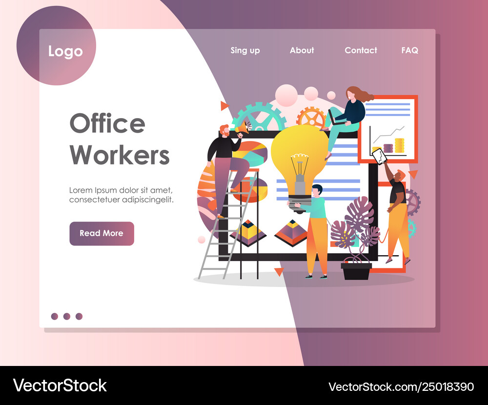 Office workers website landing page design Vector Image