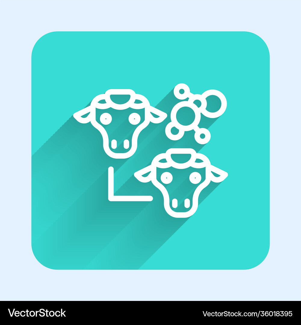 White line cloning icon isolated with long shadow Vector Image