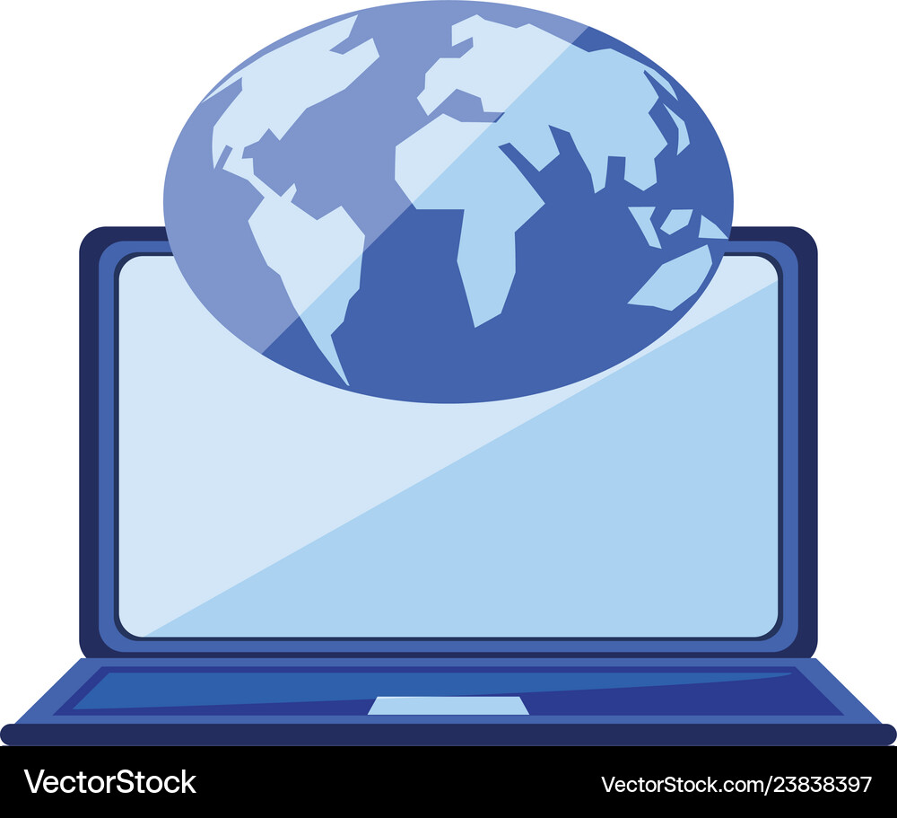 Laptop computer with planet earth Royalty Free Vector Image