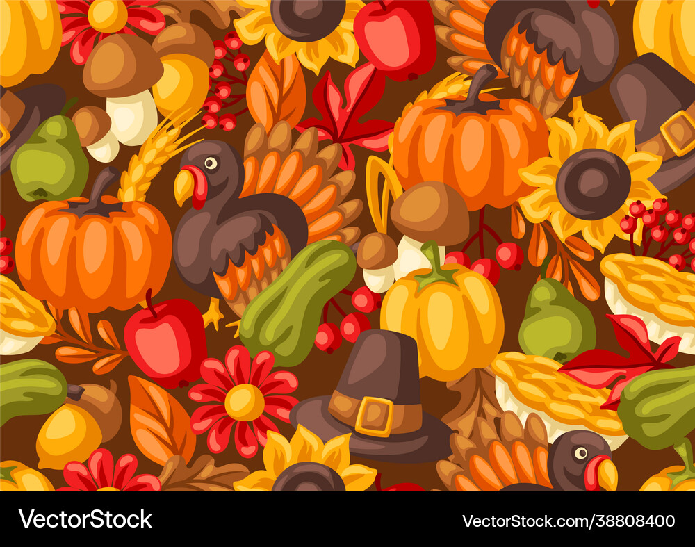 Happy thanksgiving day seamless pattern Royalty Free Vector