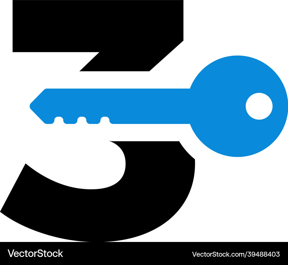 Logo number safety security blue key 3 Royalty Free Vector
