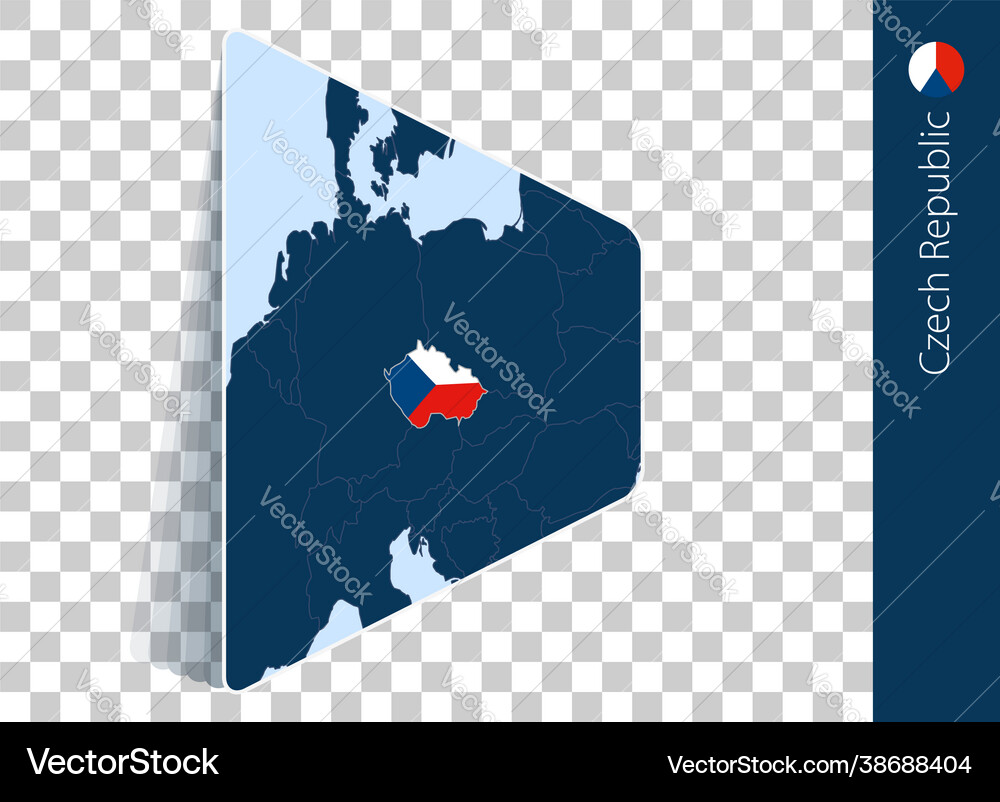 Czech republic map and flag on transparent Vector Image