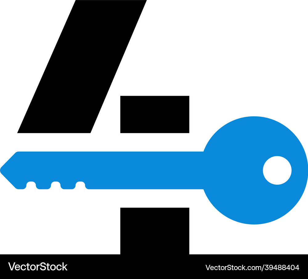 Logo number safety security blue key 4 Royalty Free Vector