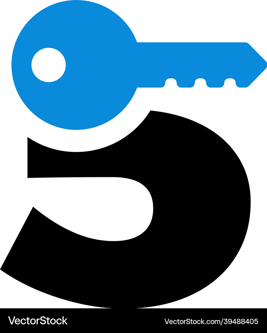 Logo number safety security blue key 5 Royalty Free Vector