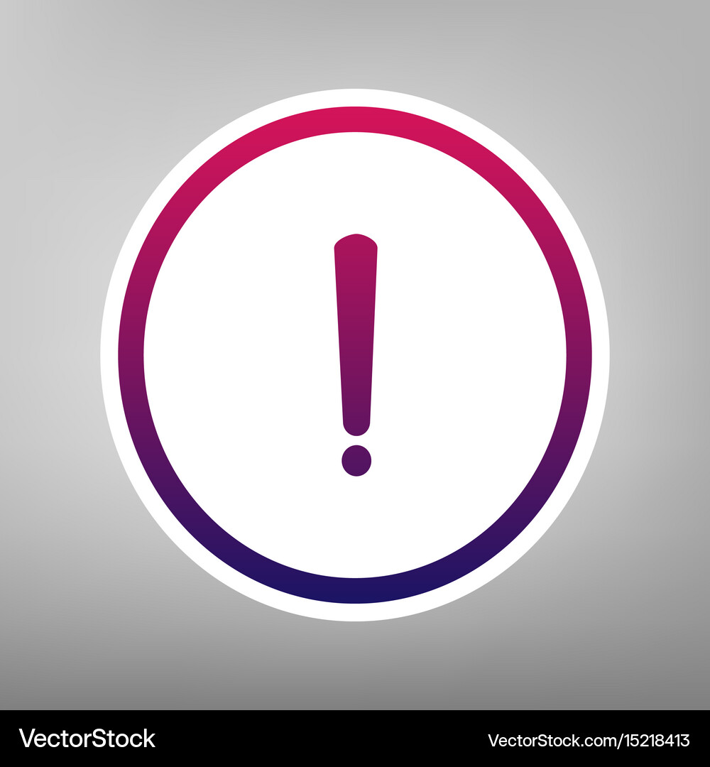 Exclamation mark sign purple gradient Royalty Free Vector