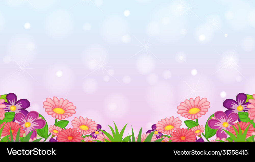 Background design template with colorful flowers Vector Image