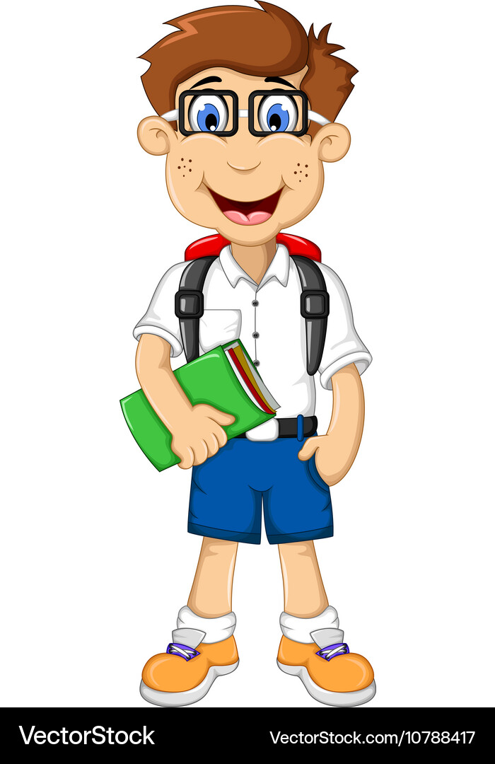 Cute student cartoon go to school Royalty Free Vector Image