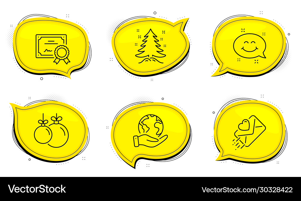Christmas ball smile chat and tree Royalty Free Vector Image