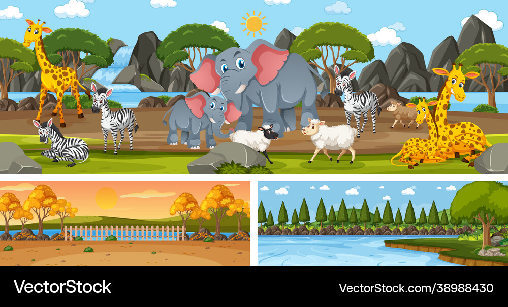 Set different outdoor panoramic landscape Vector Image