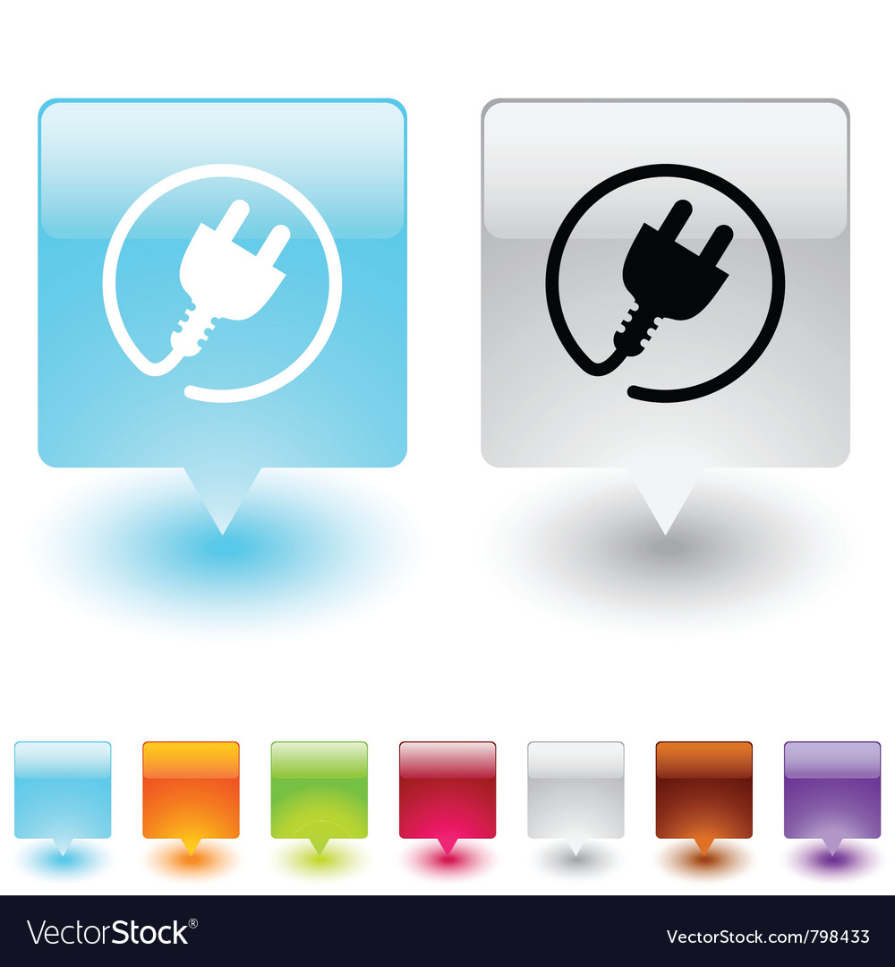Power plug square button Royalty Free Vector Image