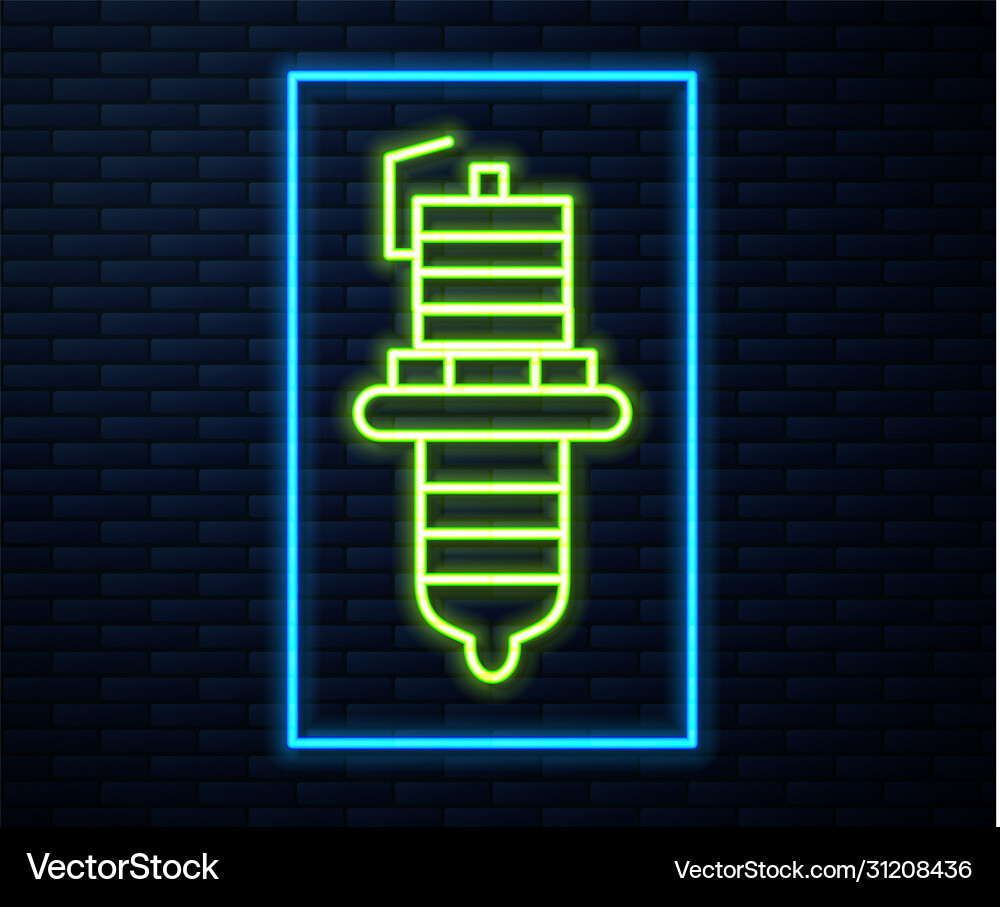 Glowing neon line car spark plug icon isolated Vector Image