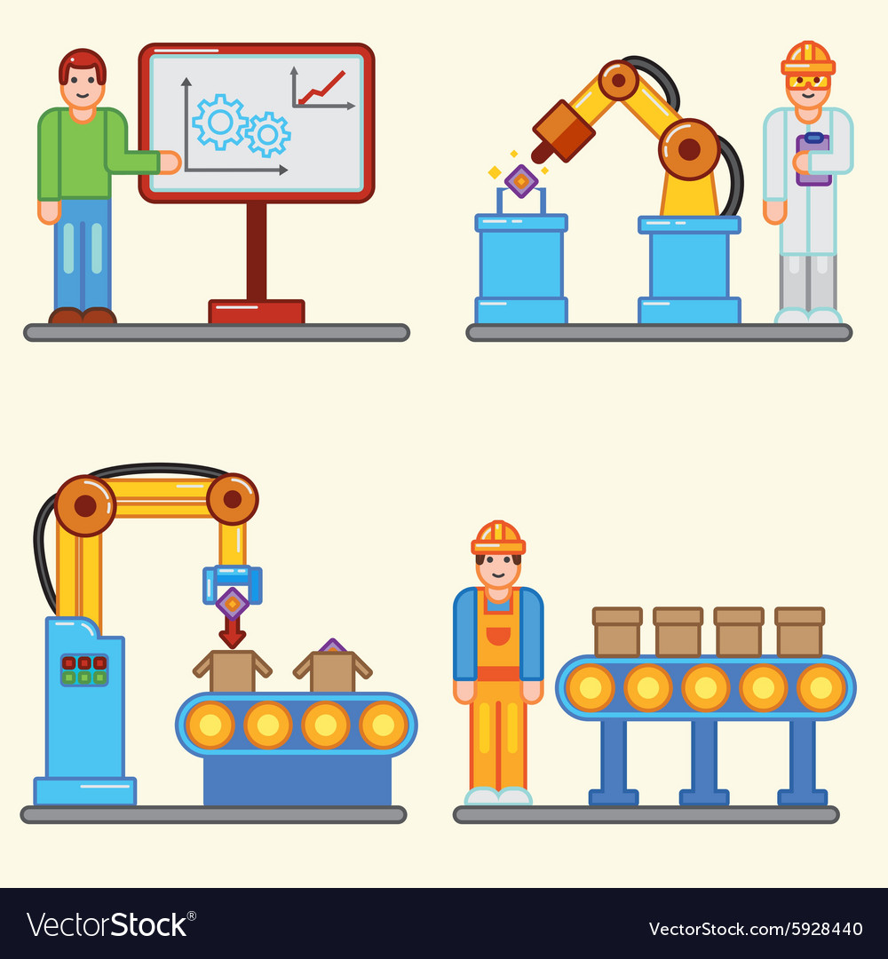 Flat info graphic factory production Royalty Free Vector Image ...