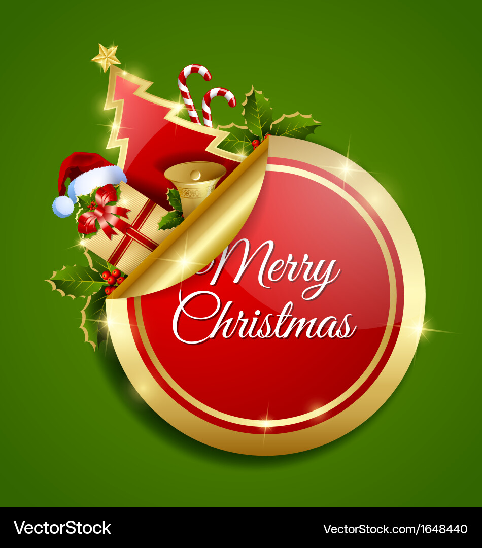 Merry christmas sticker Royalty Free Vector Image