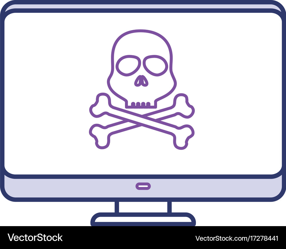 Computer display with skull virus alert Royalty Free Vector
