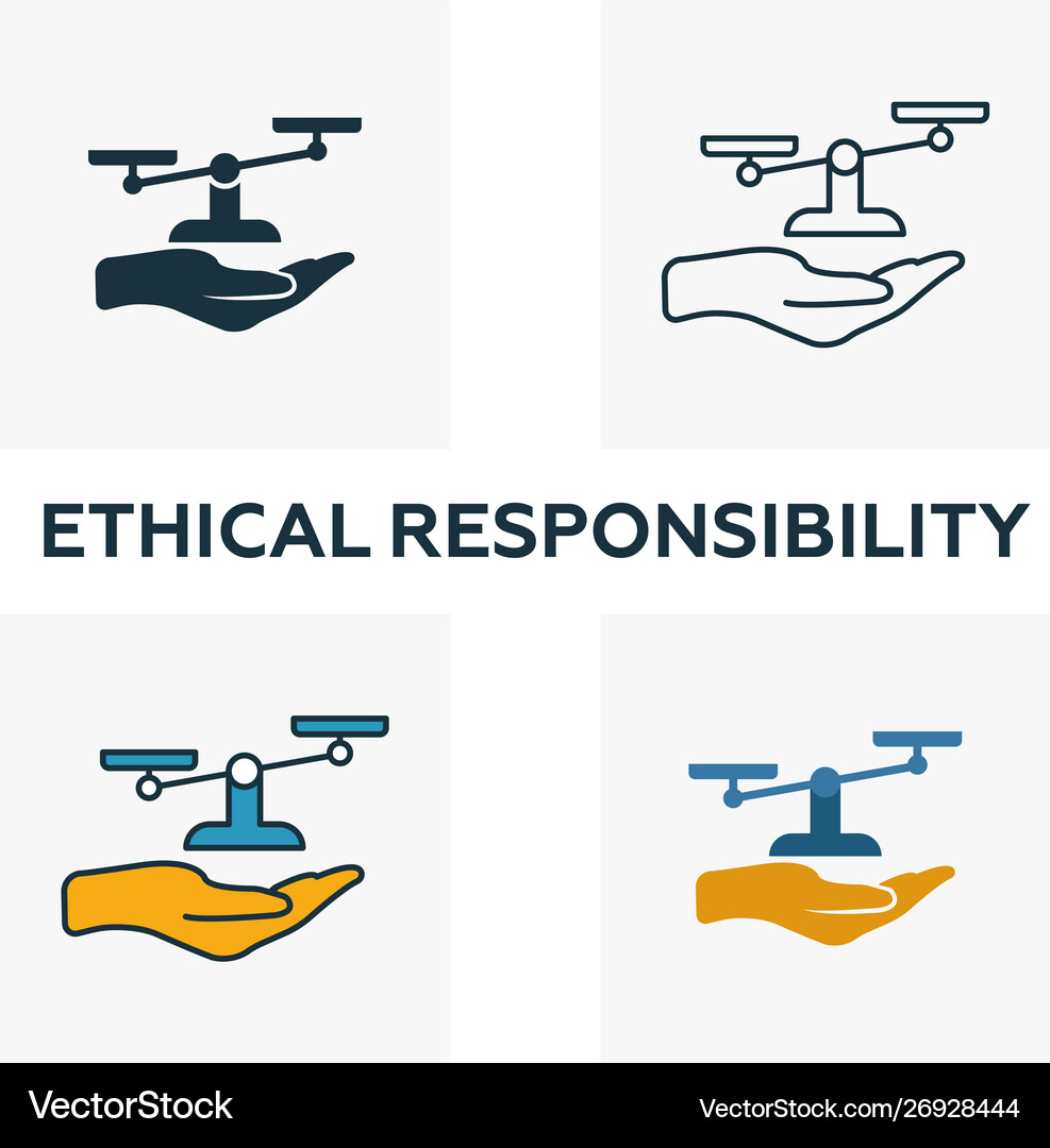 Ethical responsibility icon set four elements Vector Image