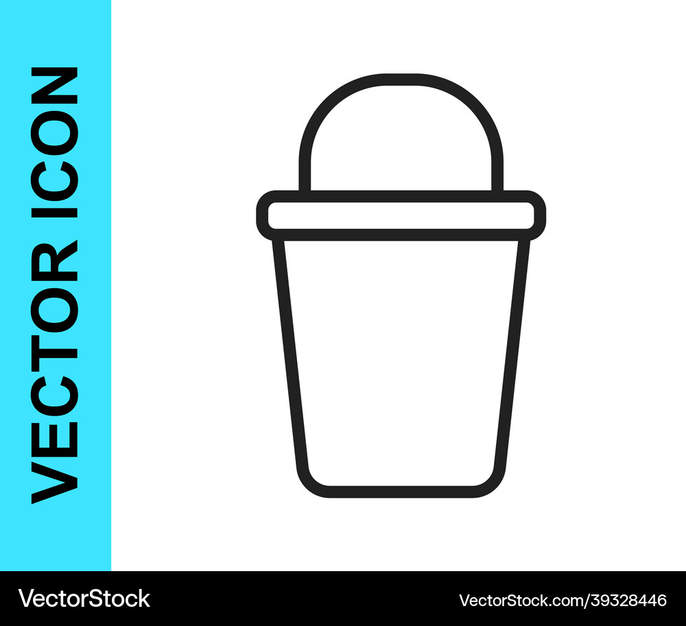 Black line bucket icon isolated on white Vector Image