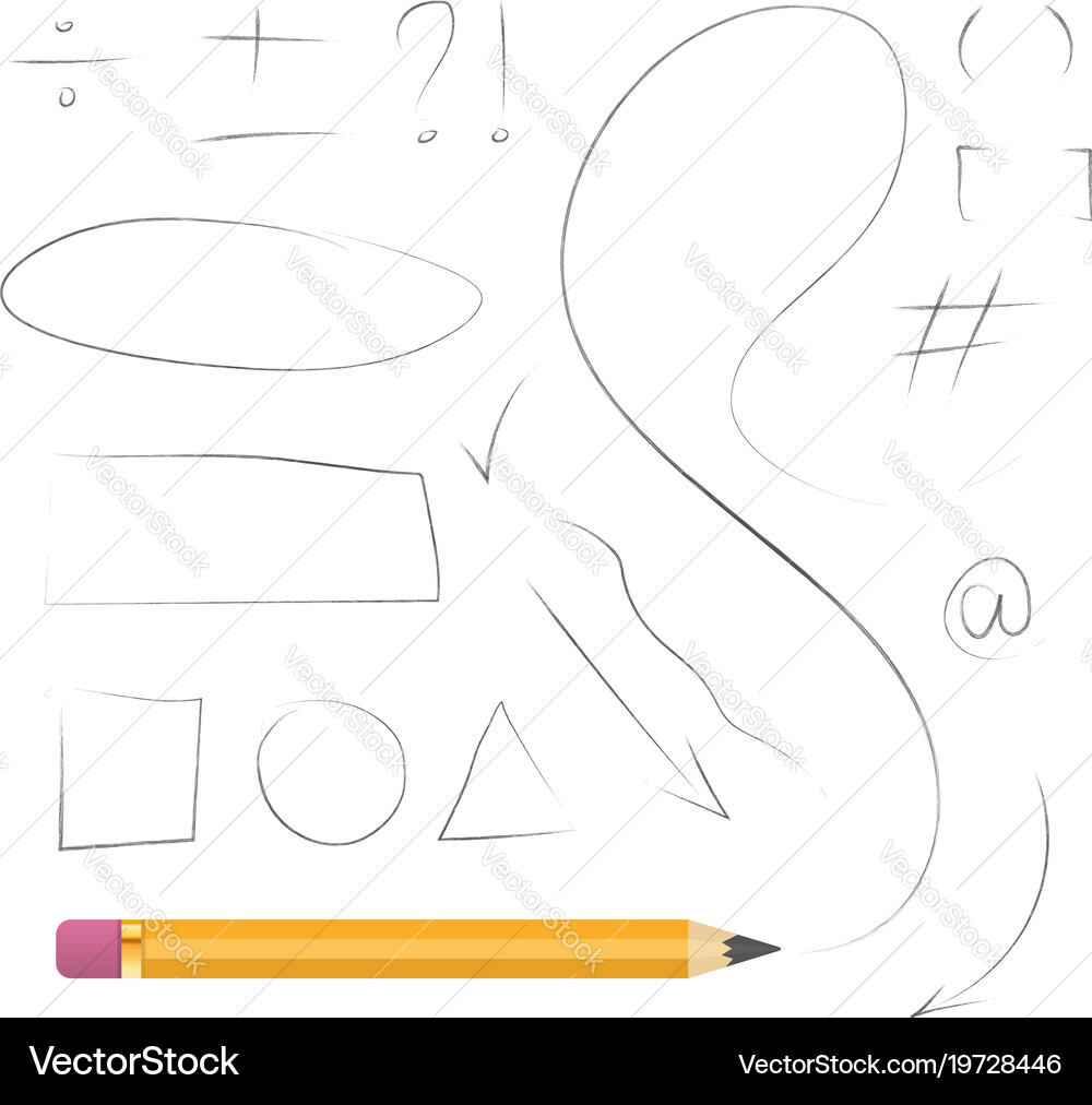 Pencil hand drawn shapes Royalty Free Vector Image