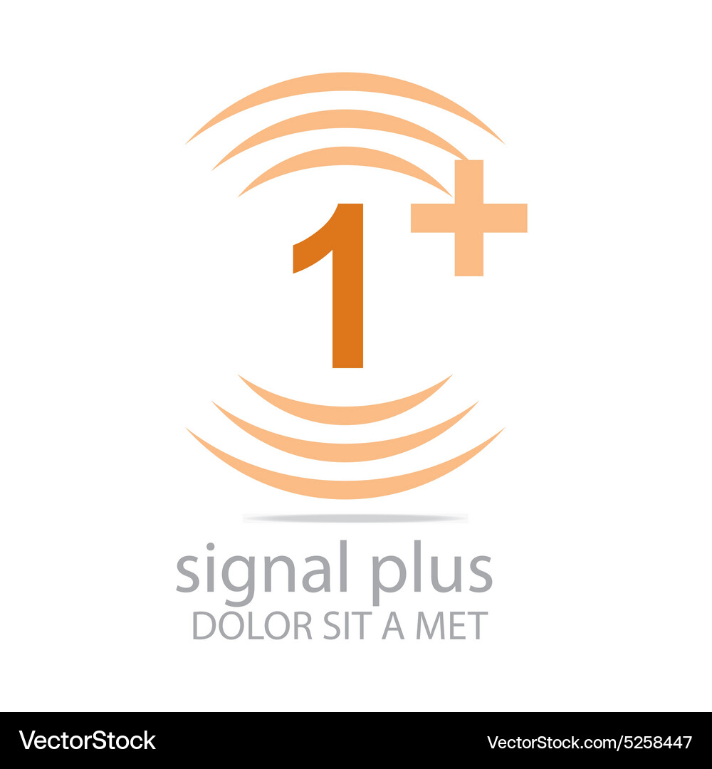 Signal number 1 plus orange figure wireless Vector Image
