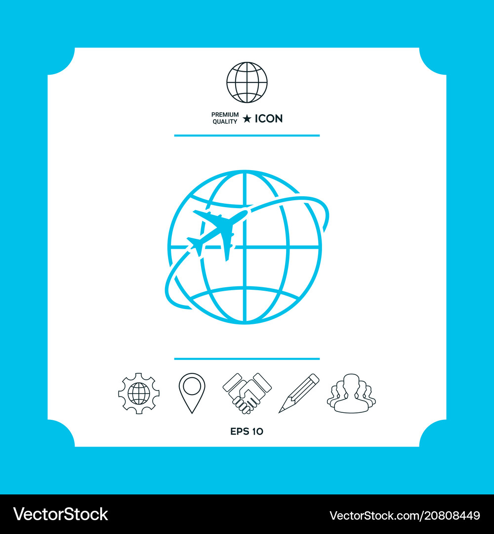 Airplane fly around the planet earth logo icon Vector Image