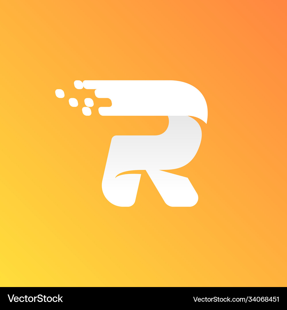 Letter r fast speed logo with checkered pixels Vector Image