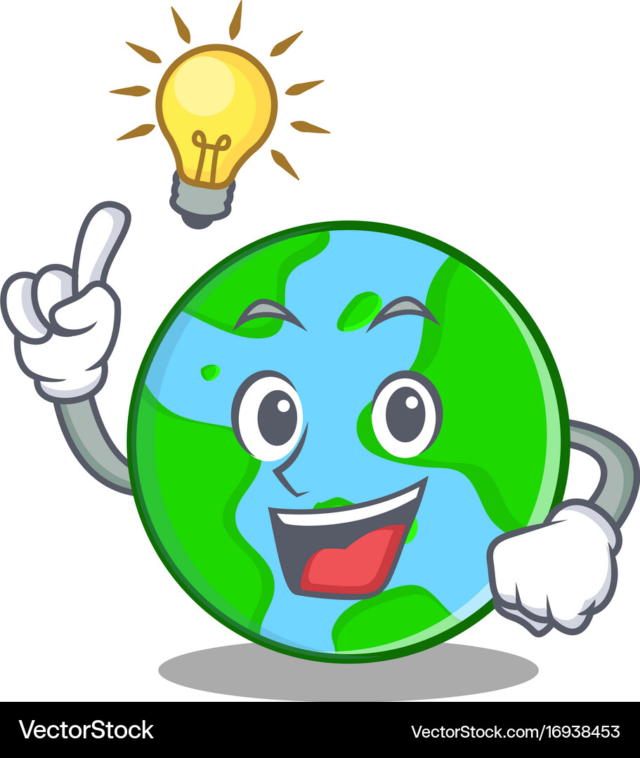 Have an idea world globe character cartoon Vector Image