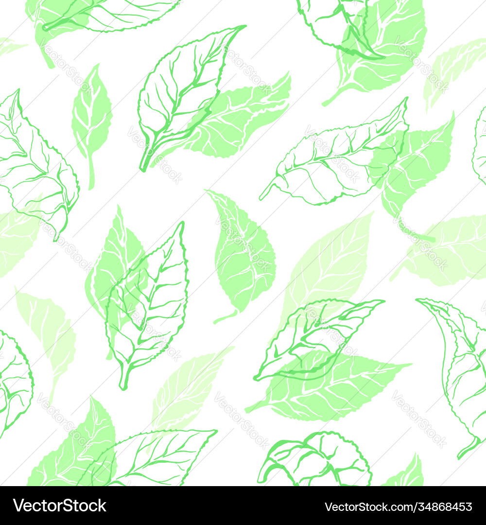 Nature seamless pattern tea leaves Royalty Free Vector Image