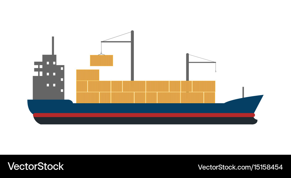 Sea freight icon with container ship Royalty Free Vector