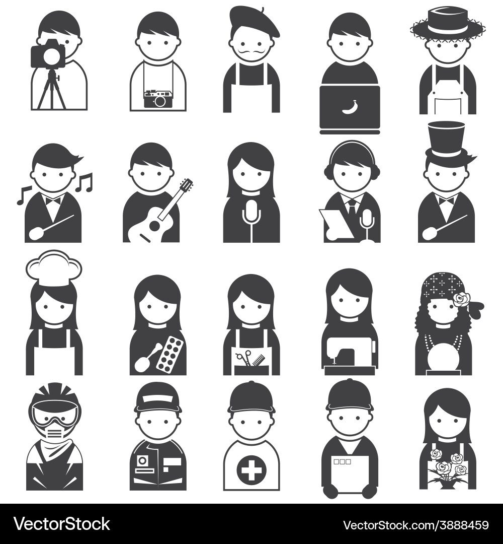 Various People Symbol Icons Occupation and Artisan