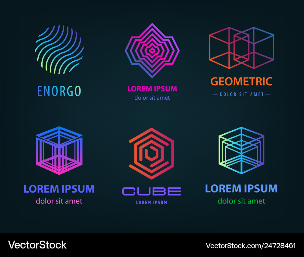 Set of linear abstract geometric logos Royalty Free Vector