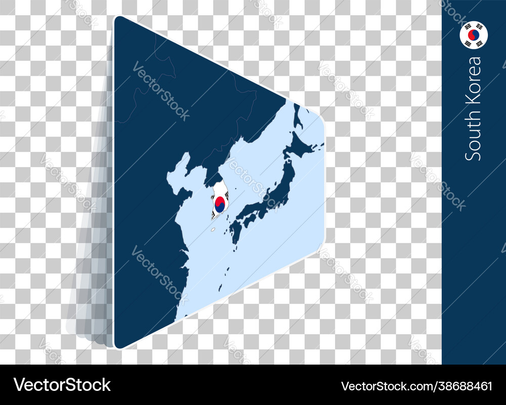 South korea map and flag on transparent background
