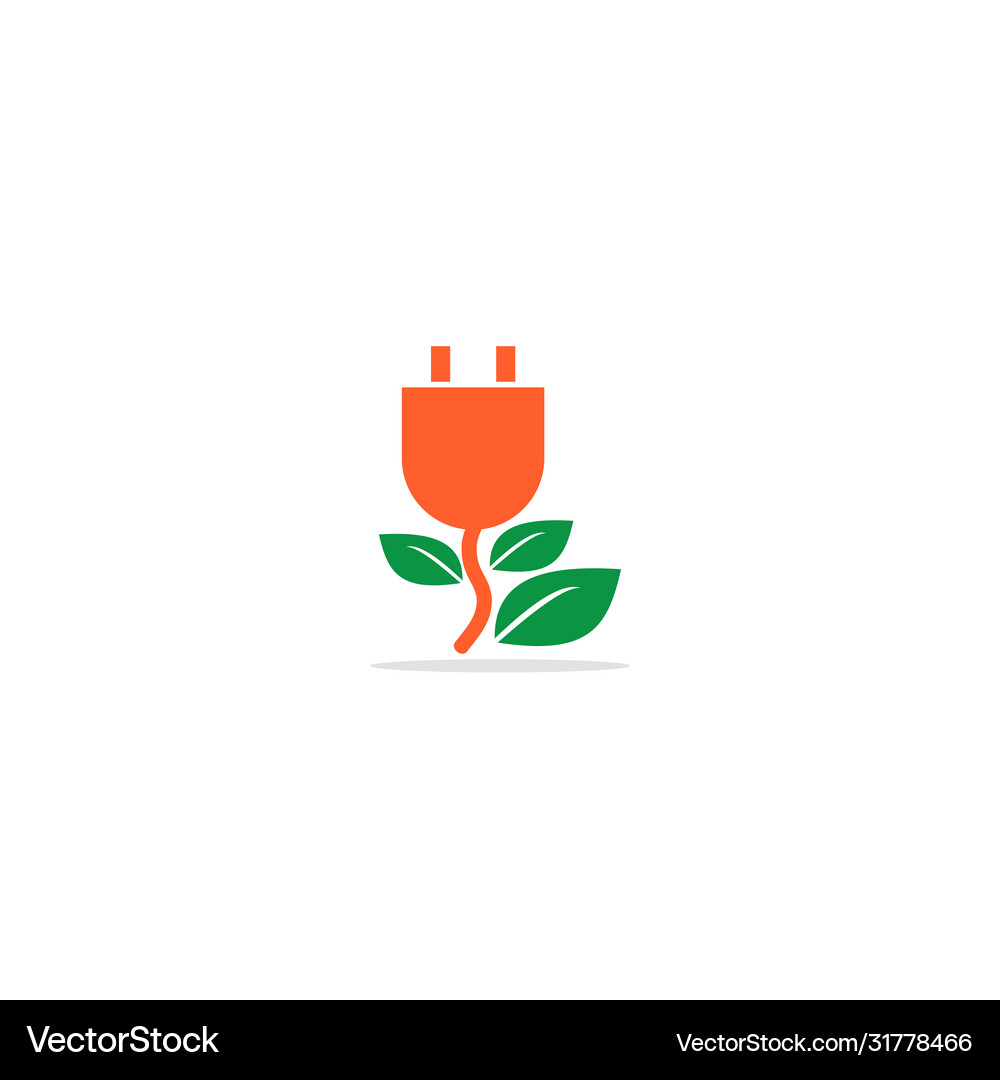 Electric plug eco power logo Royalty Free Vector Image