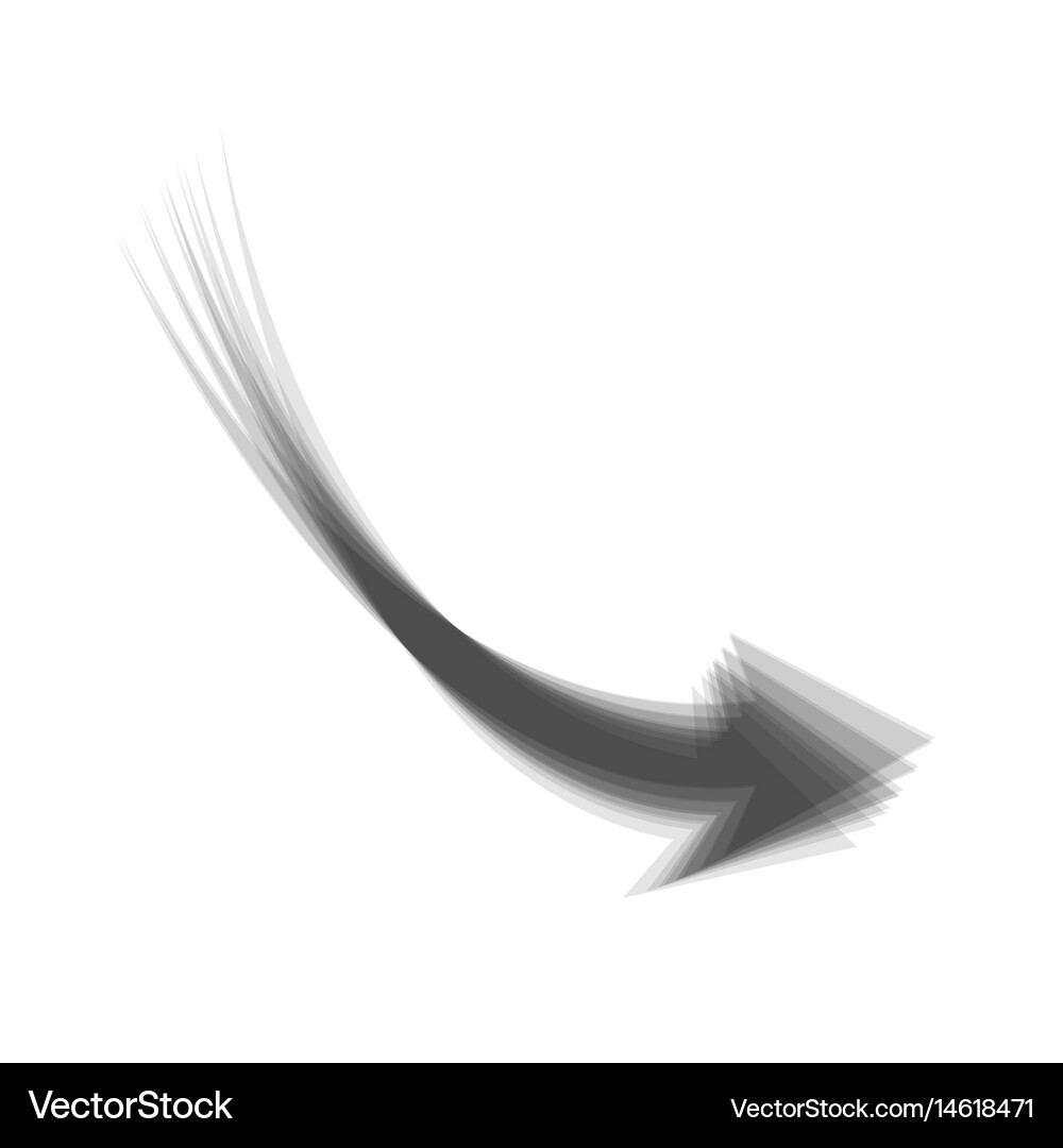 Declining arrow sign gray icon shaked at Royalty Free Vector Image ...