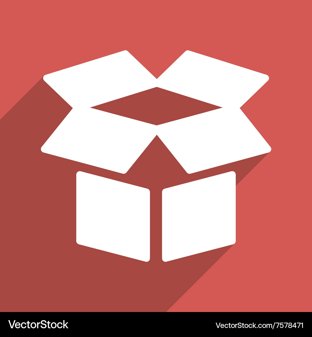 Open Box Flat Long Shadow Square Icon Royalty Free Vector Image ...