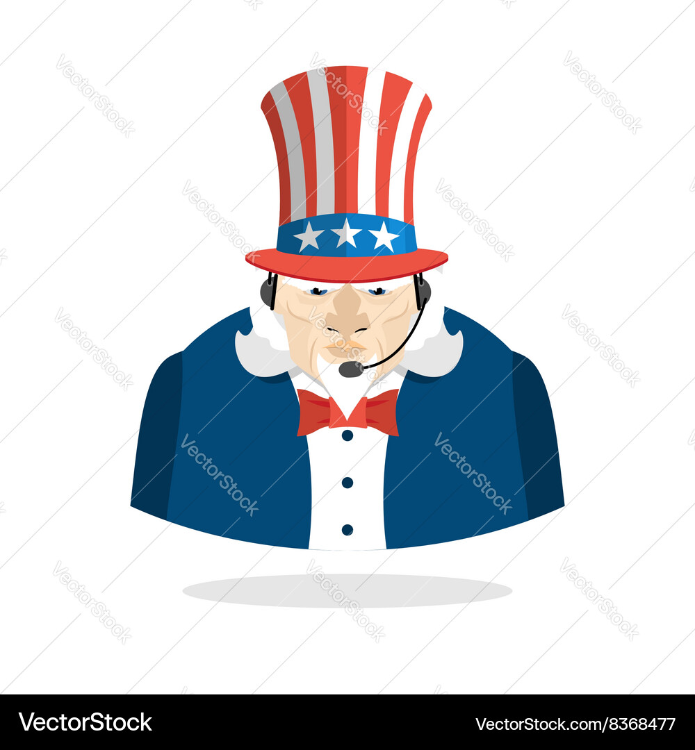 Uncle sam call center sam and headset symbol Vector Image