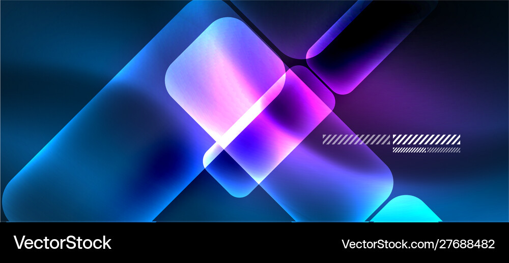 Glass neon block and lines abstract background Vector Image