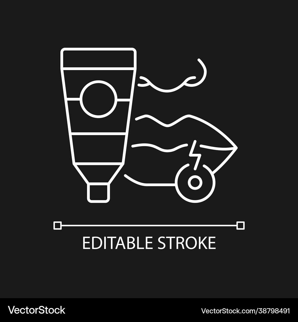 Cream for cold sore white linear icon for dark Vector Image