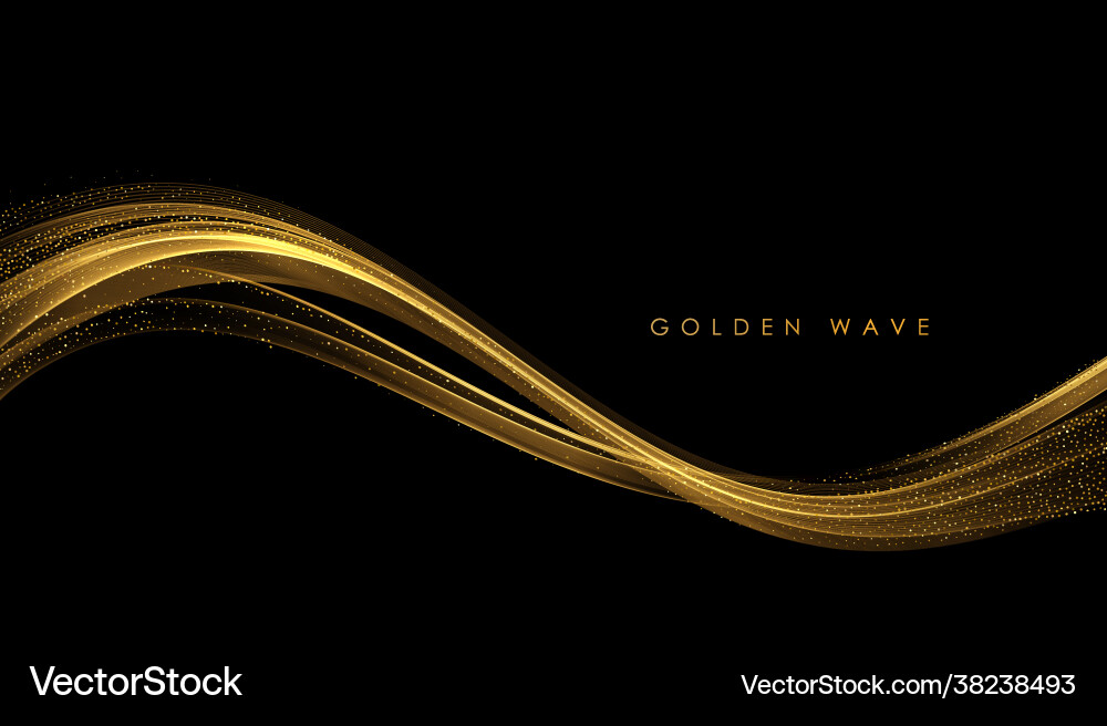 Abstract gold waves shiny golden moving lines Vector Image