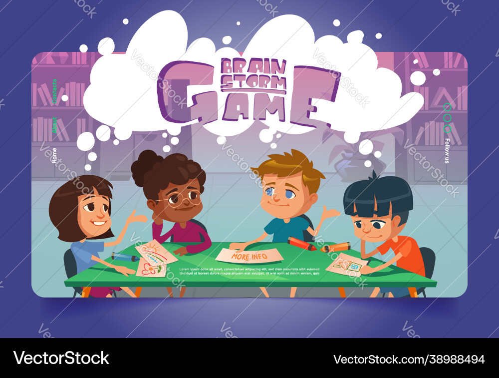 Brain storm game cartoon landing page boardgame Vector Image