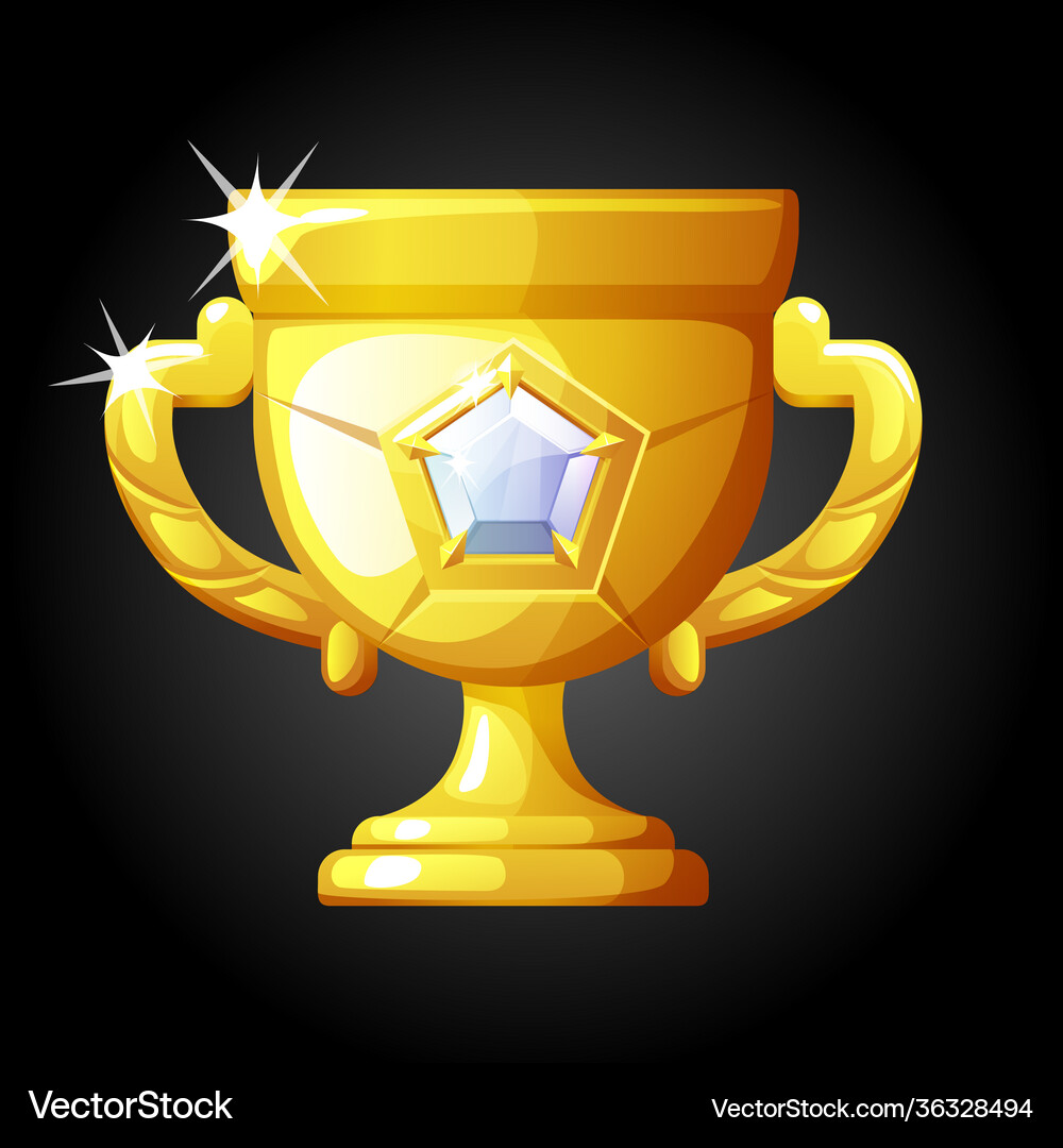 Gold cup with white diamond for victory Royalty Free Vector