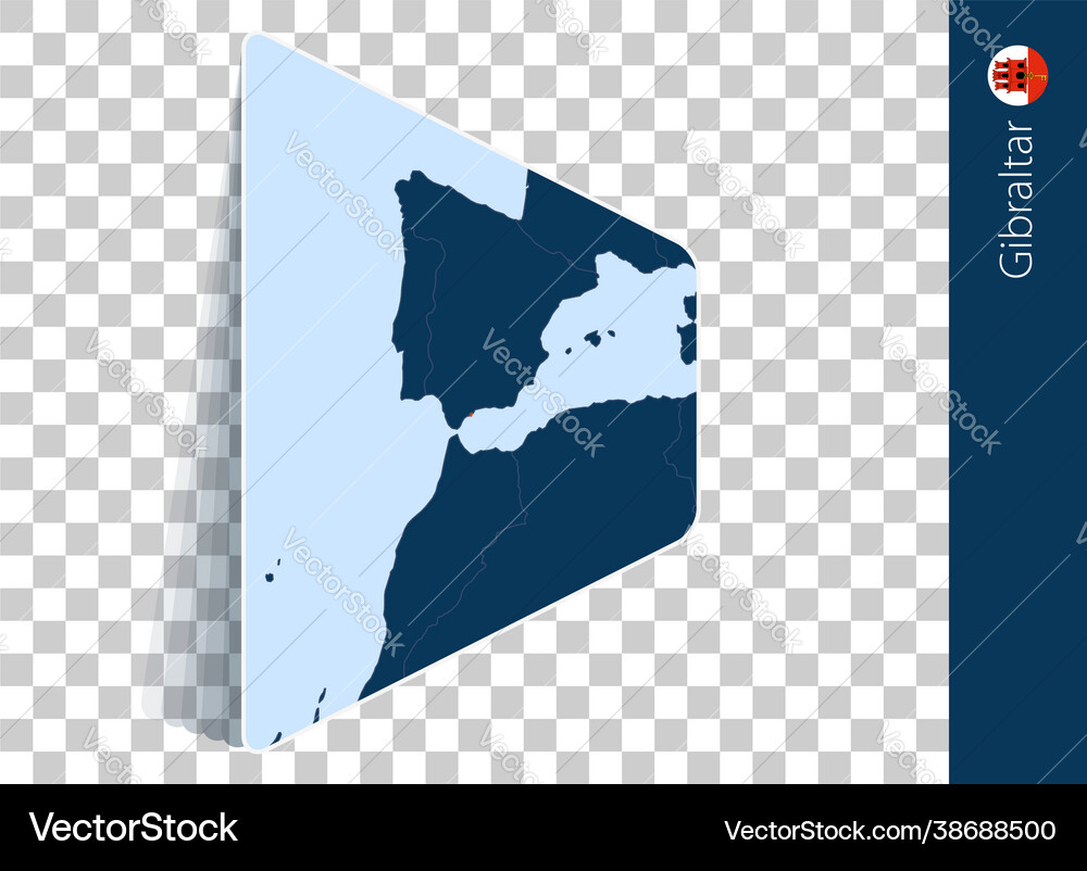 Gibraltar map and flag on transparent background Vector Image