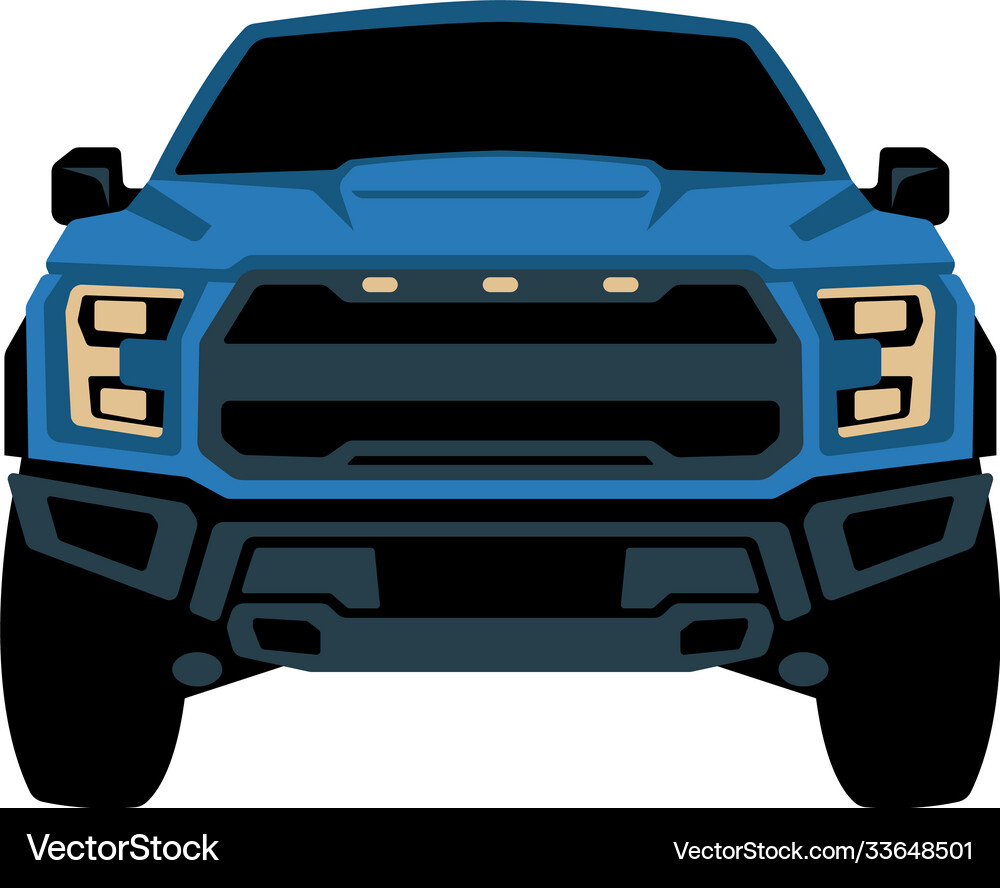 Blue modern truck offroad front view Royalty Free Vector