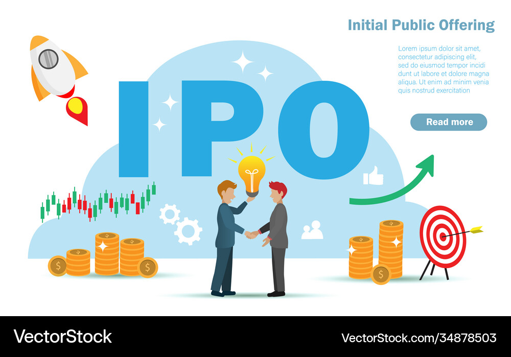 Ipo initial public offering for stock exchange Vector Image
